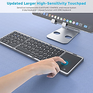 seenda Foldable Bluetooth Keyboard for Travel, Tri-Folding Wireless Portable Keyboard with Touchpad, Rechargeable Multi-Device Small Keyboard, for Laptop Tablet PC Smartphone Windows iOS Android