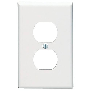 Leviton PJ8-WM 1-Gang Duplex Device Receptacle Wallplate, Midway Size, Thermoplastic Nylon, Device Mount, 10 Pack, White