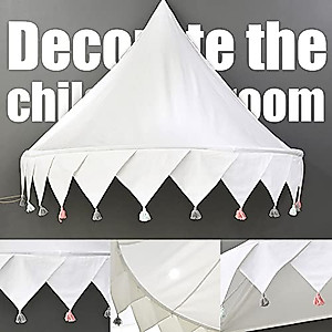 BEIOUDEXIN Bed Canopy for Girls Bed, Kids Children Mosqutio Net Bedding Decor Princess Nusery Play Reading Room Cotton Hanging Tent Indoor Decorations (Tassels)