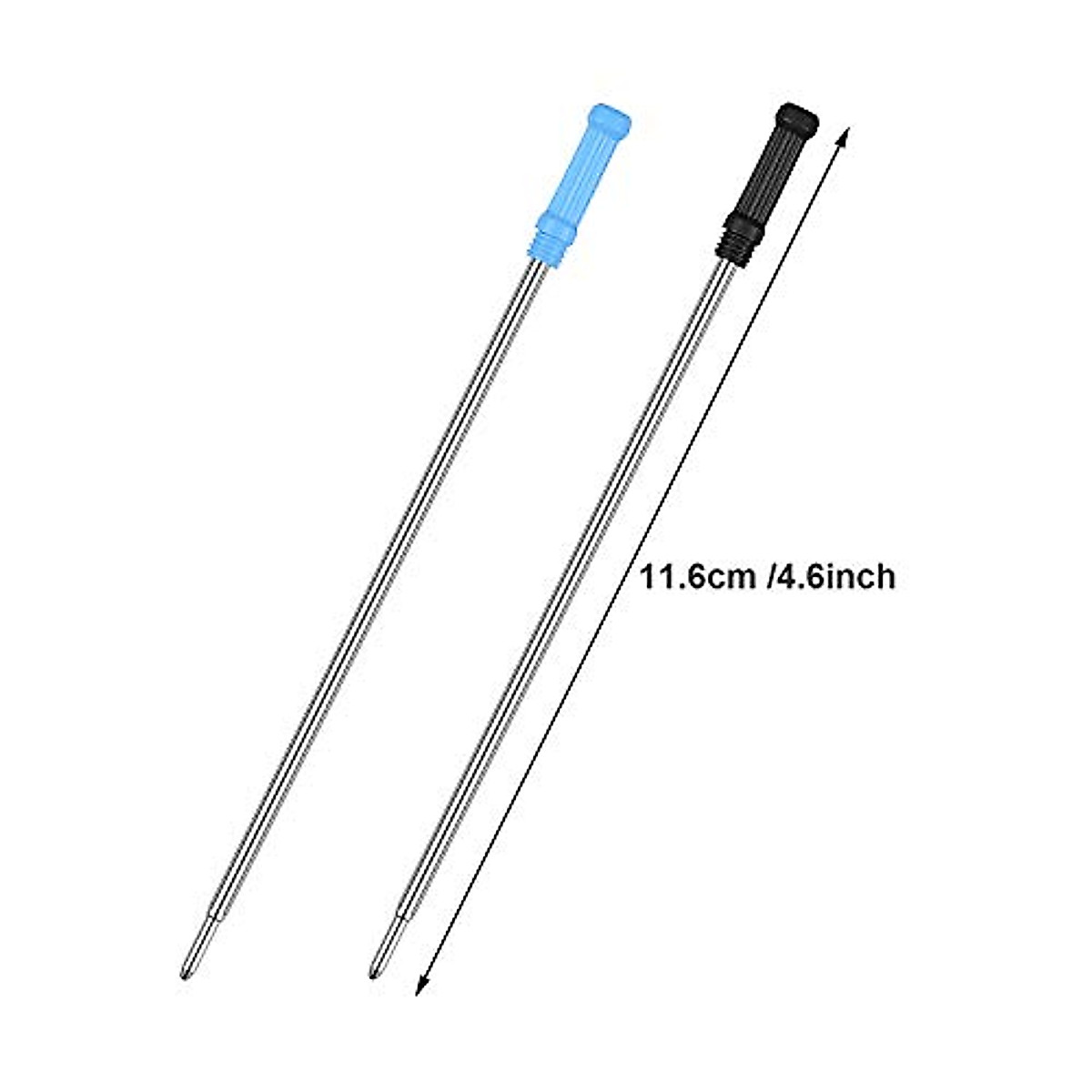 12 Pieces Ballpoint Pen Refills Replaceable Compatible with Cross Ballpoint 1.0 mm 4.5 Inch Smooth Writing Quick Drying Refill with Black Velvet Bag, Black and Blue