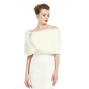 BEAUTELICATE Faux Fur Wrap Shawl Women Shrug Bridal Stole for Winter Wedding Party