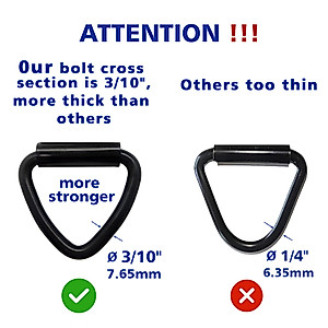 BUSY-CORNER Tie Down Anchors for Trailer, Warehouse, Boat, 10 PCS of Heavy Duty Steel V Ring Bolts, Pickups Truck Accessories(Black)