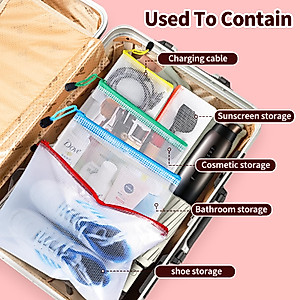 24pcs Mesh Zipper Pouch Bags - 8 Sizes Plastic Zipper Pouches for Organization, Mesh Bags with Zipper, Waterproof Clear Travel Pouches, UMETDO File Bag with Zipper for Office Supplies