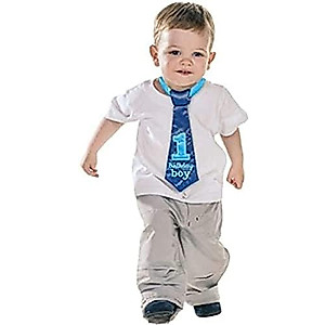 Baby Boy 1st Birthday Satin Blue Tie - 9", 1 Piece - Ideal for Party & Photoshoot