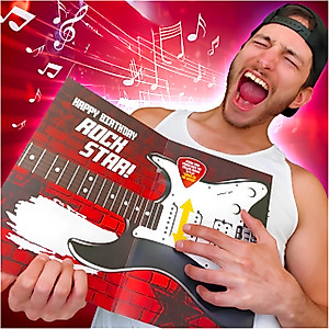 INTERACTIVE Giant Birthday Card - Strum to Play “Smoke on The Water”, Gift for Guitar Players, Music Gifts for Men, Guitar Accessories, Gifts for Musicians, Guitar Gifts for Men, Women, Friends & Kids