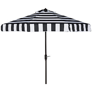 Safavieh PAT8003A Outdoor Collection Elsa Fashion Line Auto Tilt Umbrella, 9', Black/White