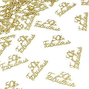 Happy Birthday Party Table Confetti Glitter Gold 50 and Fabulous Table Scatter Decorations for 50 Years Old Birthday/Wedding Anniversary Party Favor Decor Supplies 100PCS
