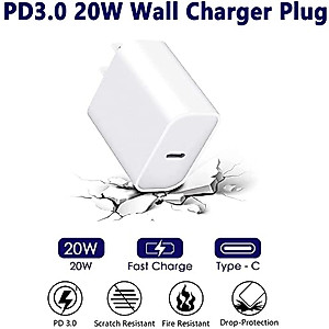 iPhone Fast Charger Cable【Apple MFi Certified】20W PD USB C Wall Charger Type C Power Adapter Lightning Cable Fasting Charging Plug Compatible with iPhone 12/12 Pro/11/XS/Max/XR/X/8 Plus/SE 2020, iPad