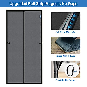 DCUINS Magnetic Fabric Thermal Insulated Door Curtain Fit Door Size 38" x 83", Upgraded Full Strip Magnets Doorway Curtains, Door Insulation Blanket Keep Privacy for Year Round, Dark Grey