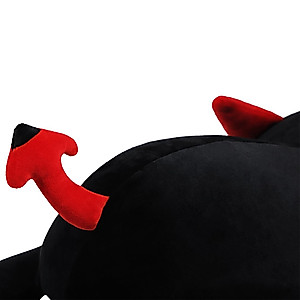 Cute Black Cat Plush Toy Soft Stuffed Animal Kitten Hugging Pillow Kawaii Plushie Kitty Toy for Kids Gift, 12"