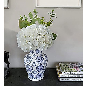 YalzoneMet 3PCS White Hydrangea Artificial Flowers,21inchs Real Touch Faux Hydrangea Flowers for Decoration,Wedding Centerpieces Fake Flowers for Tables Bride Bridesmaid Bouquet Party Home Garden