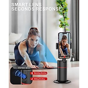 KOSCHEAL Auto Face Tracking Tripod, 360° Rotation with Stand,No App,Body Phone Tracking Tripod with Two Selfie Light,Gesture Control Smart Shooting Camera Mount for Live Vlog Streaming Video Tiktok