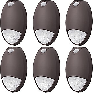 LED Emergency Wall Pack Light with Battery Backup and Photocell,Self Test Diagnostics Commercial Outdoor Aluminum Wall Pack Emergency Light, 12W 120-277V AC, IP65 Waterproof UL Listed(6-Pack)