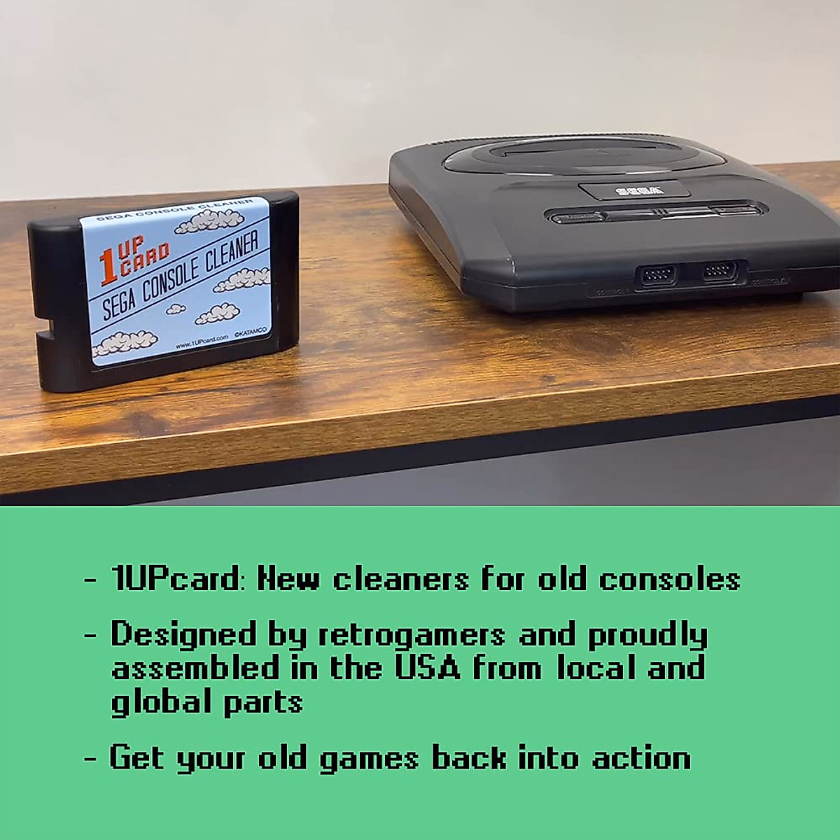 1UPcard Video Game Console Cleaner Compatible With SEGA Genesis/Mega Drive