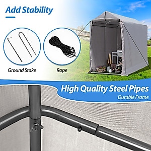 Raysfung 6 x 3Ft Outdoor Storage Shed Heavy Duty Portable Storage Shelter with Roll-up Zipper Door for Bike