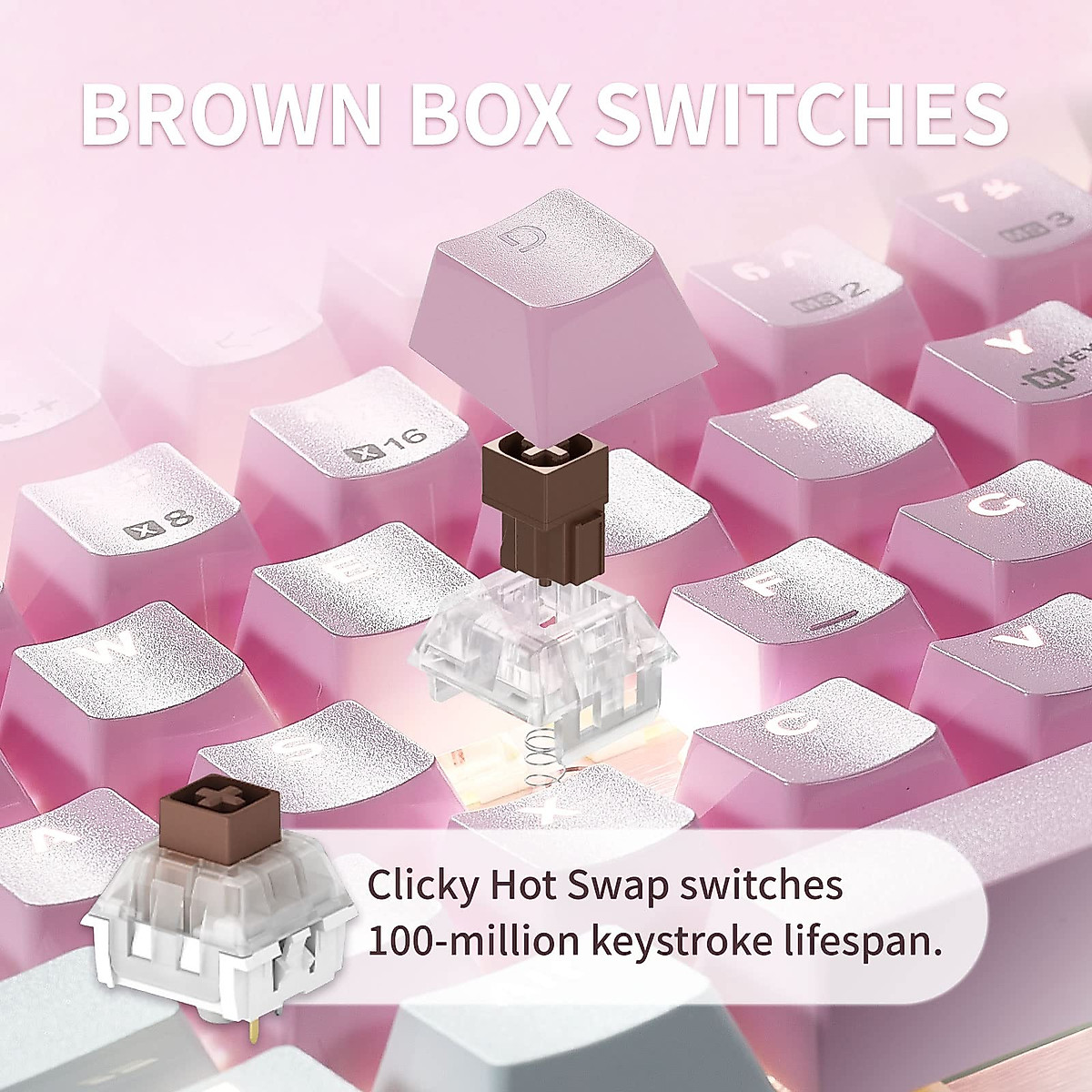 Hexgears GK715 Mechanical Gaming Keyboard, 104 Keys Full Size Wired Computer Keyboard, Hot Swappable Kailh Box Switches, ABS Keycaps, Blue Backlit Gaming Keyboard for PC/Laptop