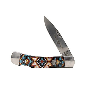 WHISKEY BENT HAT CO. Traditional Lock Blade Folding Pocket Knife 3.75" Closed Length 440C Stainless Steel Blade (Southwest Sand)