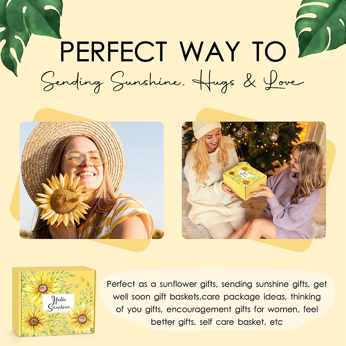 Sunflower Gifts for Women Get Well Soon Gift Baskets for Women Self Care Birthday Gifts for Women Inspirational Gifts Sunshine Box Care Package for Women