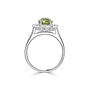3 CT Oval Cut Created Peridot & Cubic Zirconia Vintage Ring 14k White Gold Finish Ring Size-9