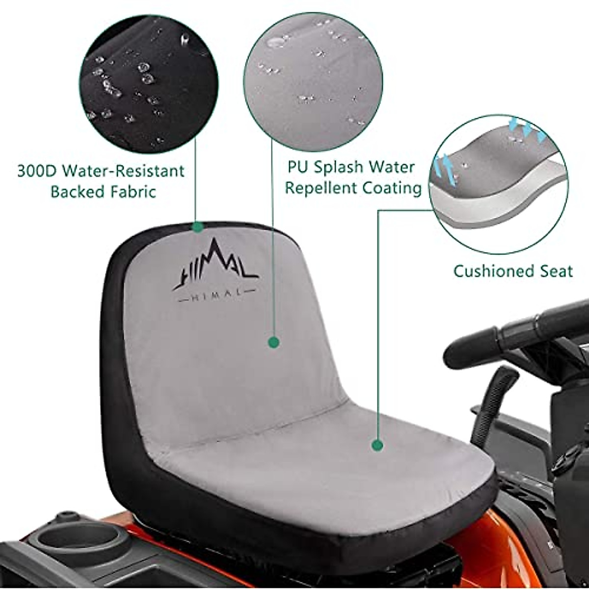 Himal Riding Lawn Mower Seat Cover, Durable 600D Polyester Oxford Durable Tractor Seat Cover,Medium