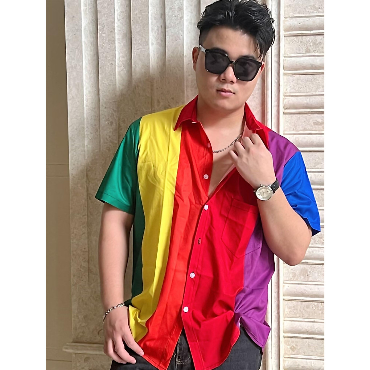 Gwnnb Gay Shirts for Men Bowling Print Short Sleeve Regular Fit Hawaiian Casual Button Down Beach Shirts