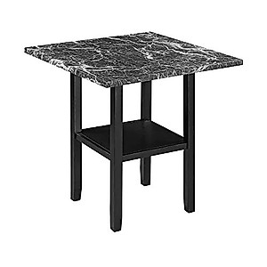 RUNWON Modern 5-Piece Set with 4 Padded Dining, Faux Marble Top Table and Black Chair for Kitchen, Gray