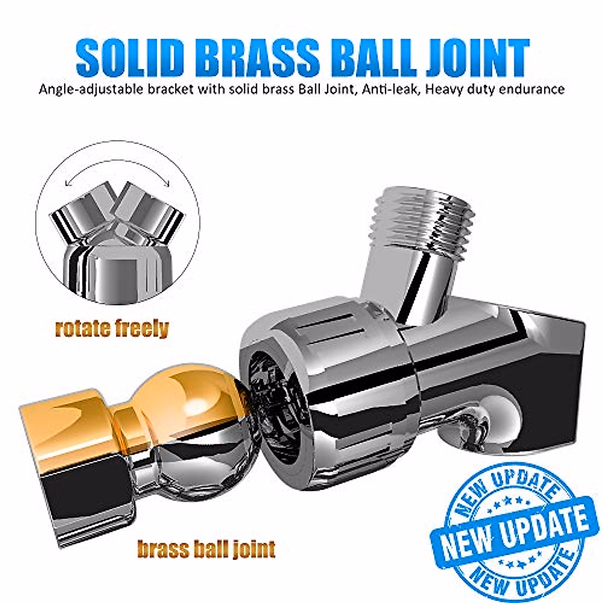 Handheld Shower Head, WASSERN 5.2'' High Pressure 6 Setting 81 Jets Rainfall Massage Water Saving Trickle Pause Extra Long 80'' Stainless Steel Hose Angle Adjustable Brass Ball Joint Bracket Chrome