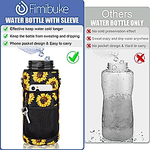 Half Gallon Water Bottle with Storage Sleeve BPA Free 64 OZ Water Bottle with Removable Straw & Time Marker to Drink Leakproof Reusable Gym Sport Water Jug Motivational Workout Water Bottle Women Men