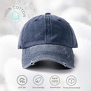 Lvaiz Distressed Baseball Cap Dad Hats for Women Men Vintage Washed Cotton Trucker Hat Adjustable Low Profile Ball Caps Navy Blue