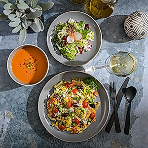 Gibson Home Rockaway 12-Piece Dinnerware Set Service for 4, Grey Matte -