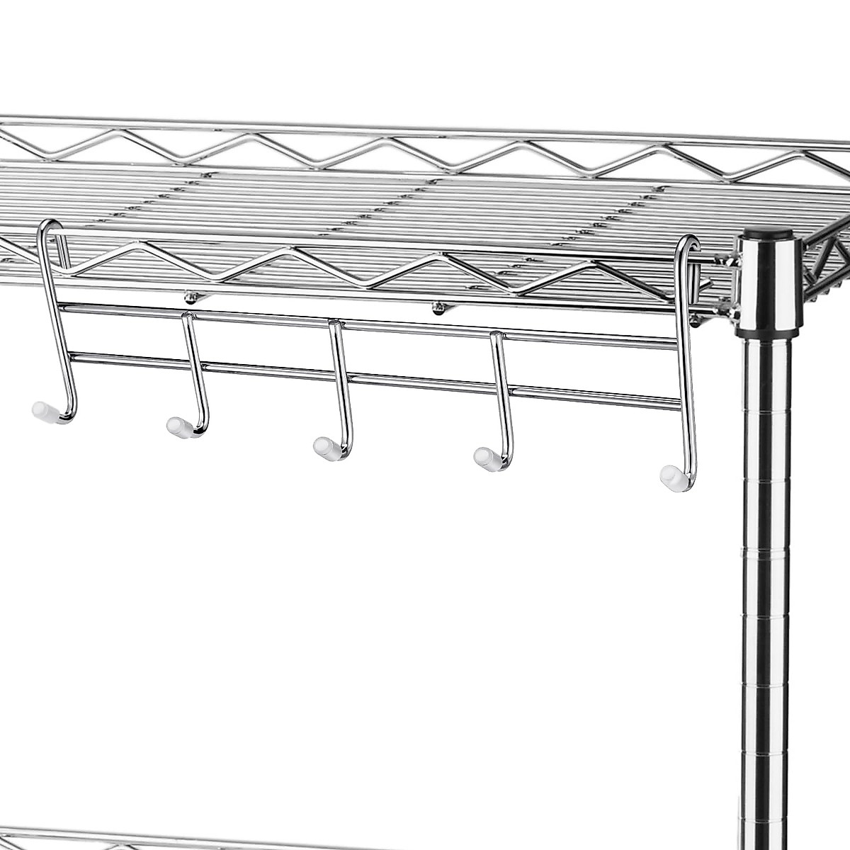 CroBlissful 2 Pcs 5 Hook Attachment for Wire Shelving 1.5 x 12 x 4 Inch Hanging Hooks Rack Wire Chrome Plated Steel Shelf Accessories Metal Hook Bars for Storage Display Organizer(Silver)