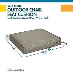 Duck Covers Classic Accessories Weekend Water-Resistant Outdoor Dining Seat Cushion, 21 x 19 x 3 Inch, Moon Rock