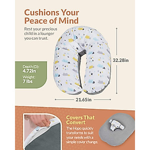 Unilove Hopo 7-in-1 Pregnancy & Nursing Pillow - Pregnancy Pillows for Sleeping - Pregnant mom Gift Essentials for Breastfeeding, Side Sleeping - 2 Washable Covers, Weather Icon