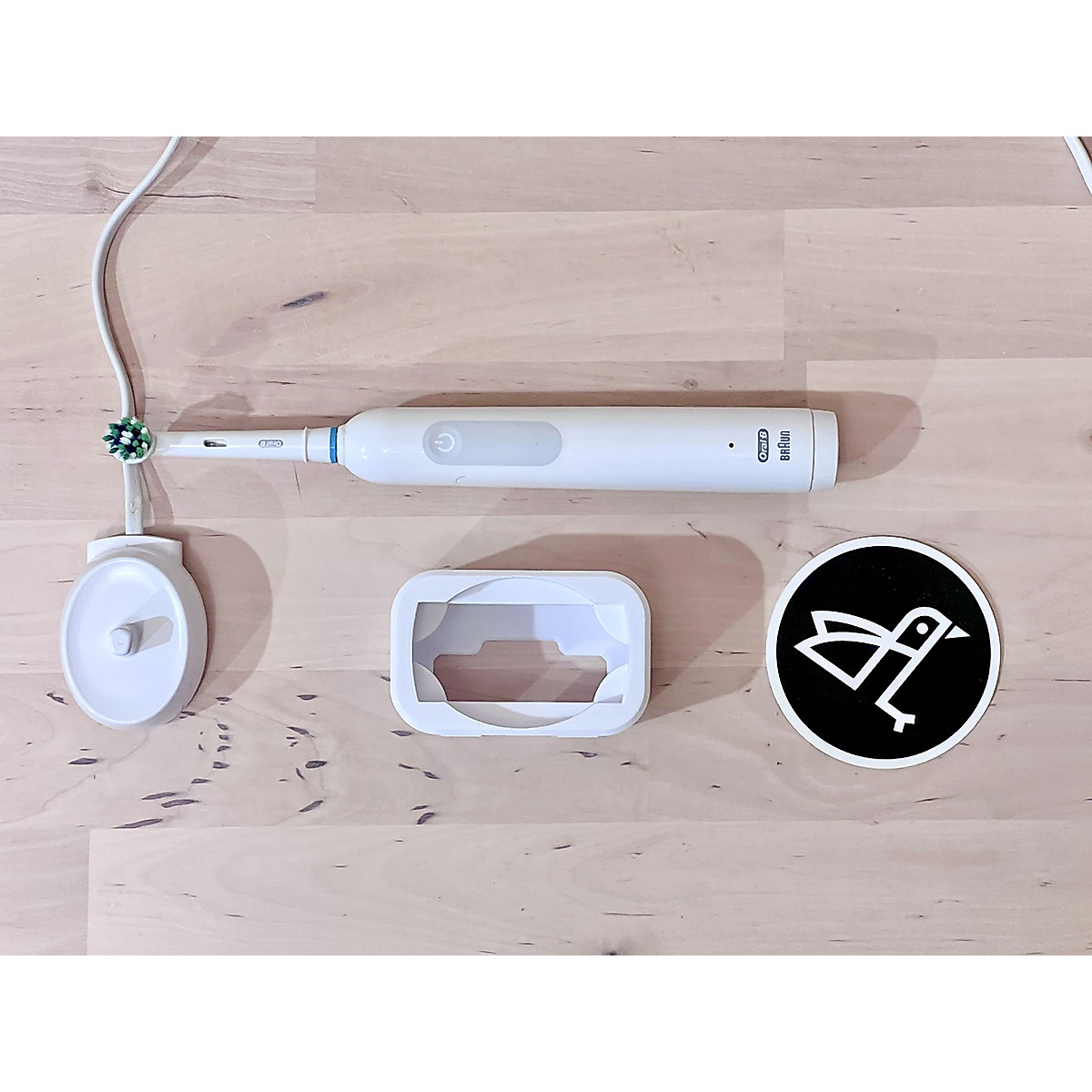 Burd - Electric Oral-B Tooth Brush Wall/Outlet Holder/Mount/Cord Organizer (Charger not Included), White