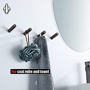 JQK Wall Hooks Black Walnut, 304 Stainless Steel Coat Hooks Wall Mounted for Robe Hat Clothes Hanger Towels 4 Pack, RH120-HT-P4