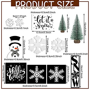 FairySandy 15 Pcs Winter Tiered Tray Decor Set Black and White Snowflake Table Wood Decoration Snowman Wooden Sign Rustic Farmhouse Coffee Bar Signs Winter Tray Decor for Home Xmas Holiday Tabletop