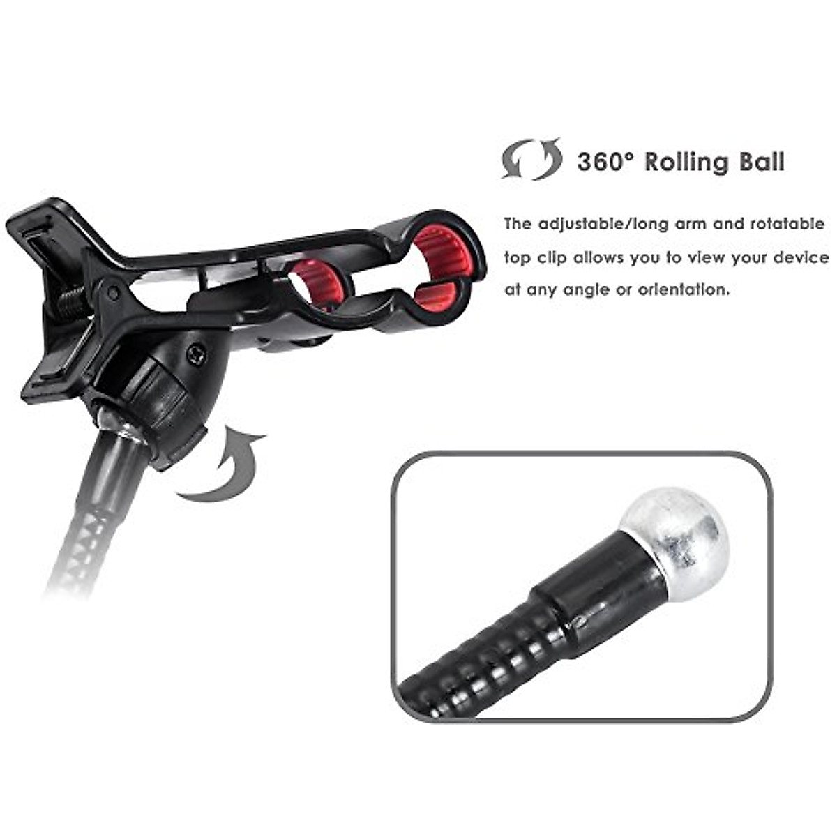 ZTON Metal-Enhanced Cell Phone Holder, Mobile Phone Stand, Lazy Bracket, Flexible Long Arms Clip Mount for iPhone, LG, etc.in Office Bedroom Desktop (Black)