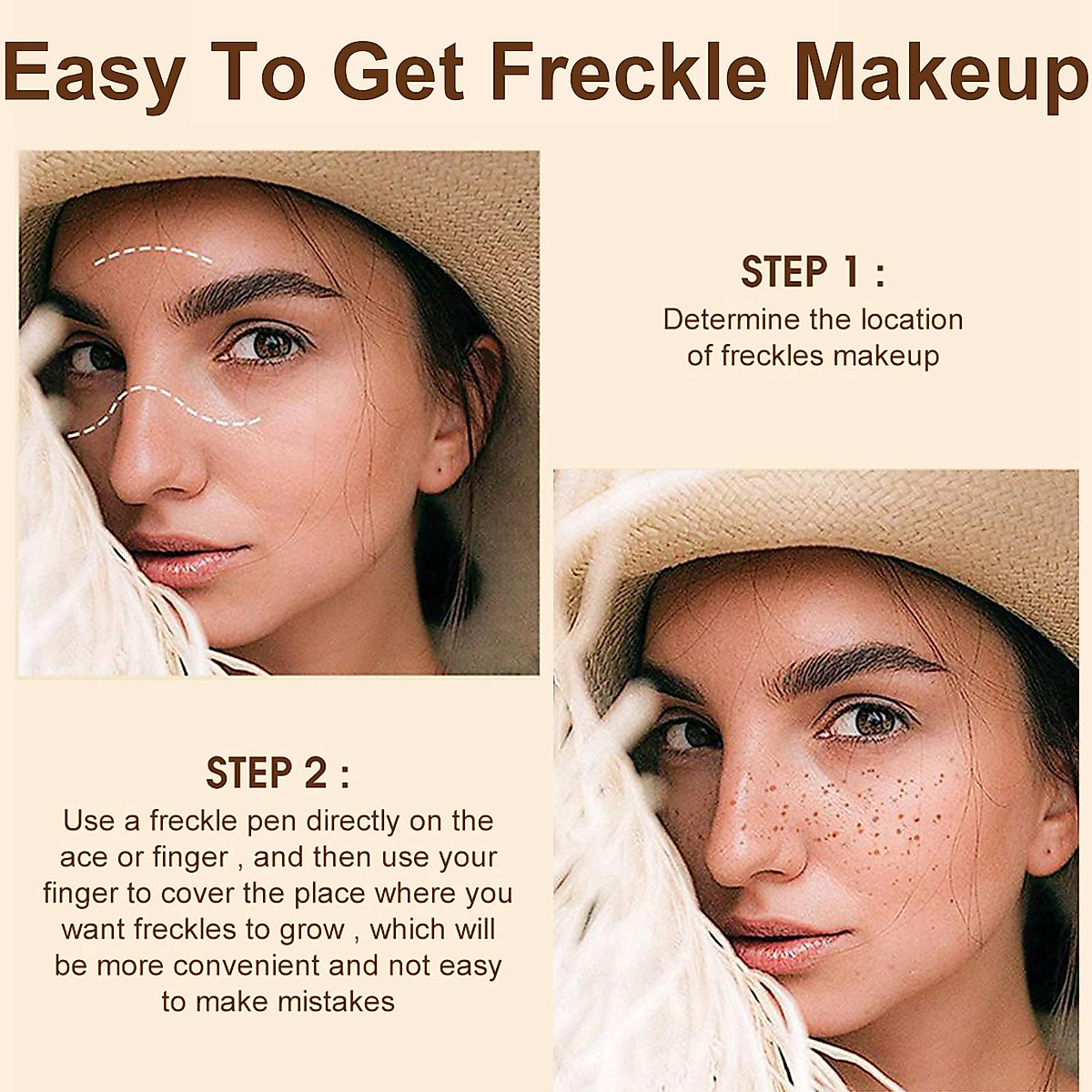 Rosarden Freckle Pen, Freckle Makeup Pen for Face, Waterproof Long Lasting Quick Dry Faux Freckle Pen, Soft Artificial Freckles Makeup Face Decoration, Create Natural Sunkissed Skin (Natural Coffee)