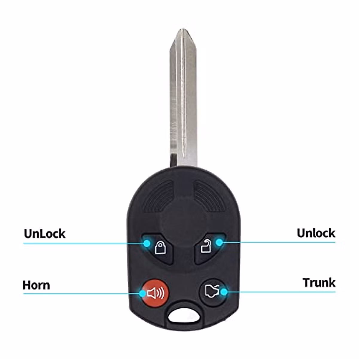 Xucanarmy Replacement for Keyless Entry Car Key Fob, 4 Buttons Keyless Entry Remote for Ford, Lincoln, Mercury, Mazda, Key Fob Clicker Transmitter OUCD6000022