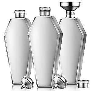 3 Pieces Hip Flask Set 3.5 oz Hidden Flasks Coffin Flasks with Funnel 304 Stainless Steel Bottle Creative 100 ml Thicken for Men Women Adult Friends Gifts