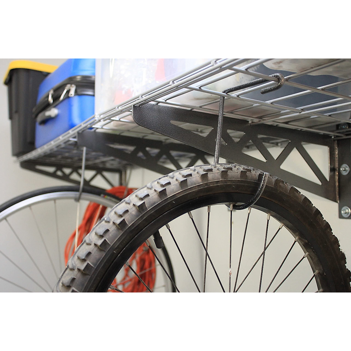 SafeRacks Wall Shelves - 4 Pk 24"x48" Wall Mountable Shelving Unit for Storage Rack, Pantry Shelves, Utility Shelving, Heavy Duty Shelves w/8 Accessory Hooks, 500lbs Capacity, Hammertone