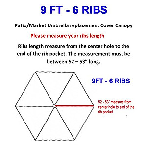 BELLRINO DECOR Replacement RED " STRONG & THICK " Umbrella Canopy for 9ft 6 Ribs Bright Red (Canopy Only)