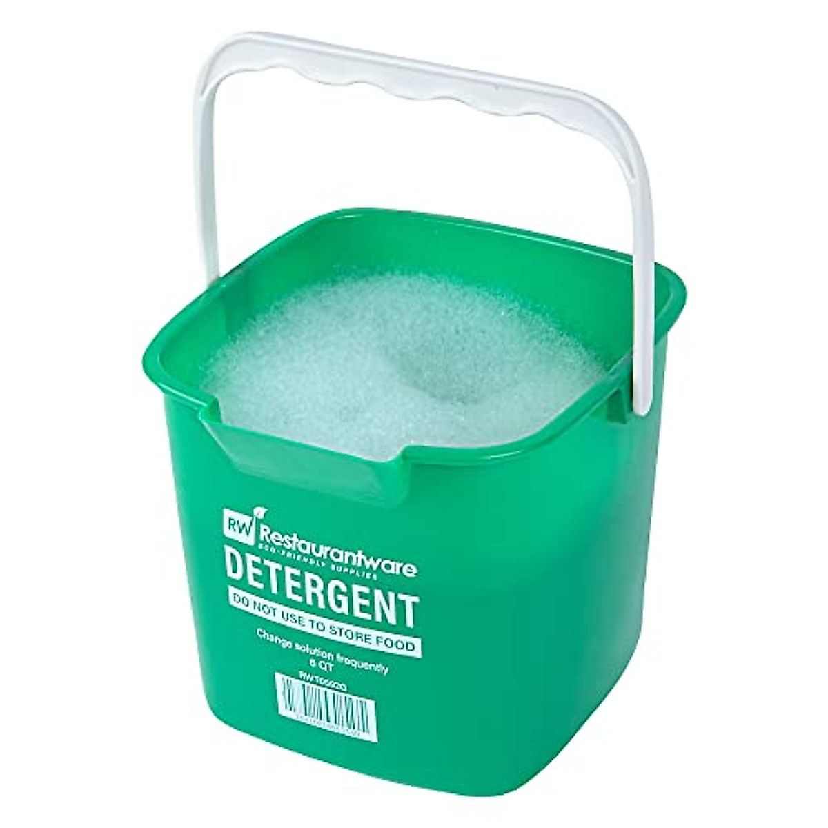 RW Clean 6 Quart Cleaning Buckets, 10 Detergent Square Buckets - With Measurements, Built-In Spout And Handle, Green Plastic Utility Buckets, For Home Or Commercial Use, - Restaurantware