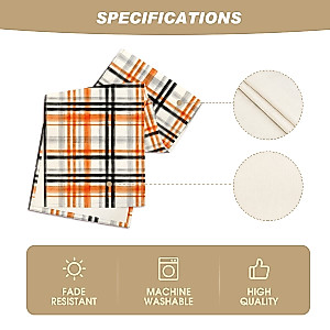 Artoid Mode Orange Black Buffalo Plaid Fall Table Runner, Halloween Kitchen Dining Table Decoration for Outdoor Home Party 13x72 Inch
