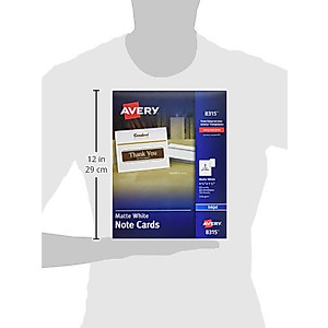 Avery Printable Note Cards, 4.25" x 5.5", Inkjet Printable, 60 Blank Cards and Envelopes (8315)