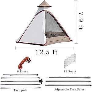 12'x10'x8'Dome Camping Tent 5-6 Person 4 Season Double Layers Waterproof Anti-UV Windproof Tents Family Outdoor Camping Tent(white)