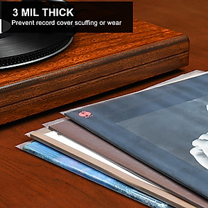 Vinyl Record Outer Sleeves 12 inch, 50 Durable & Crystal Clear Record Sleeves- 12.75'' x 12.75'' Album Covers for Vinyl Records, 3mil Thick Outer Plastic Sleeves for Single & Double LPs Albums