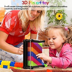 LXS 3D Pin Art Board Toy, Colourful Plasic Board Size(3.75 x 5 inches), Classic Pin Impression Art Toys Sculpture for Children Kids