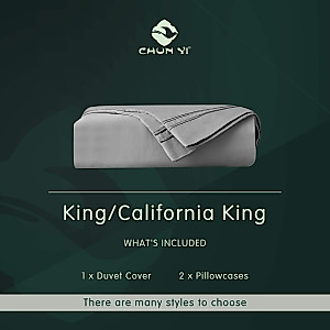 CHUN YI 3pcs King Bedding Duvet Cover Set Cotton Tencel Lyocell Bed Set, Duvet Cover King Cal King, 1 Duvet Cover and 2 Pillowcases, King/California King, Grey