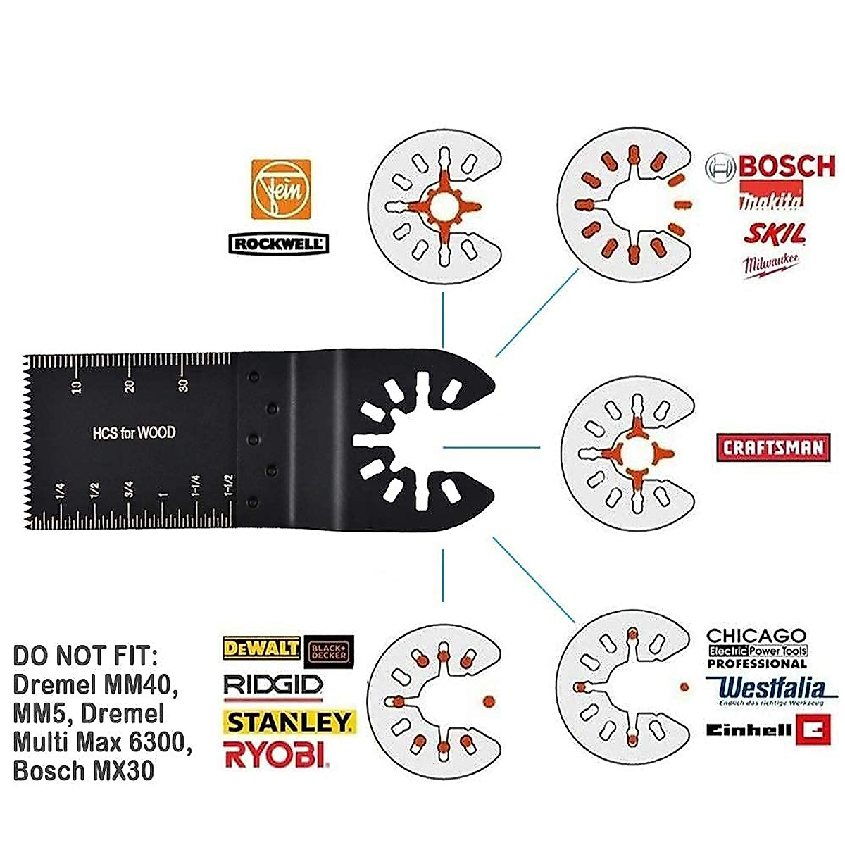 Professional Universal Oscillating Saw Blades,Wood Multitool Blades,Quick Release Durable Oscillating Tool,Multi Tool Blades Fit All Models, 100 Pcs